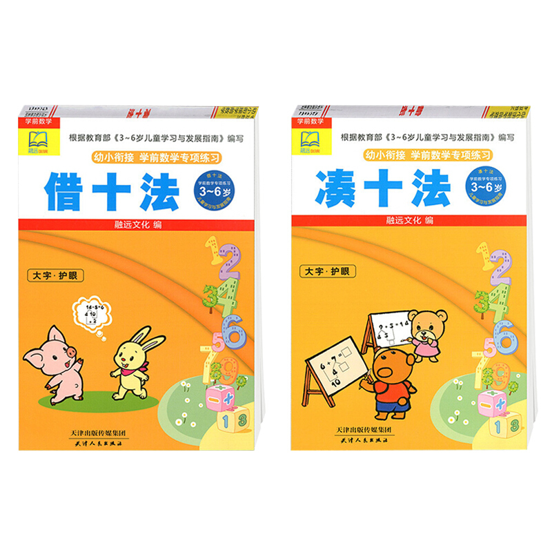 借十法和凑十法 幼小衔接全套2本20以内加法天天练一年级数学题幼儿园大班练习册幼升小学前班10以内1