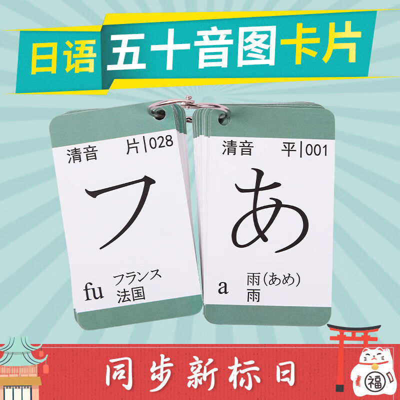 零基础50音图卡片速记卡入门新标日五十音图单词片