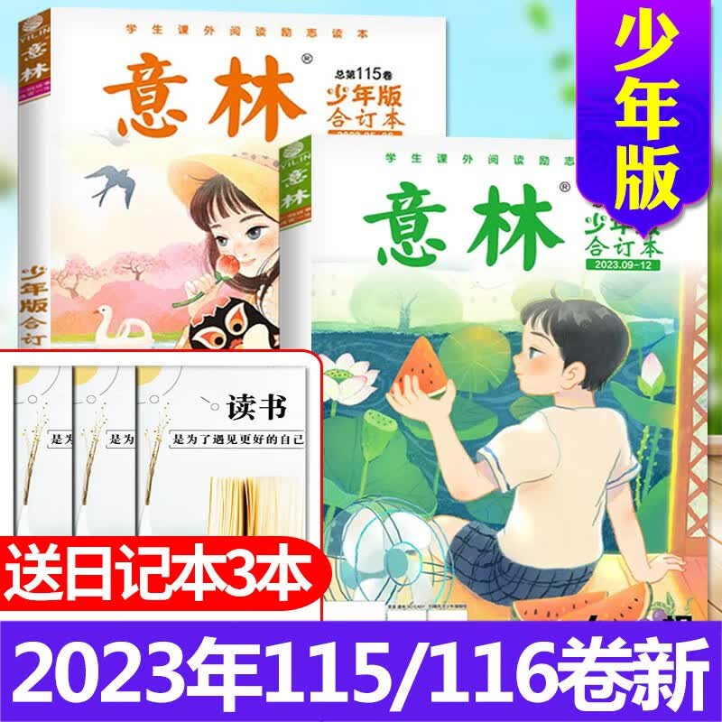【全年珍藏送4本】意林少年版合订本2022年108-113卷（另有2023年全年订阅共6本）/2本打包可选 15周年旗舰店小学初中生作文素材文学期刊杂志 C【送3个日记本】2023年115/116卷