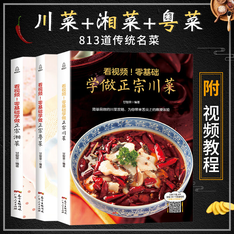 零基础学做正宗川菜+湘菜+粤菜川菜菜谱大全厨师书川菜书籍四川湘菜粤菜菜谱大全做法湖南菜谱家用新手学家