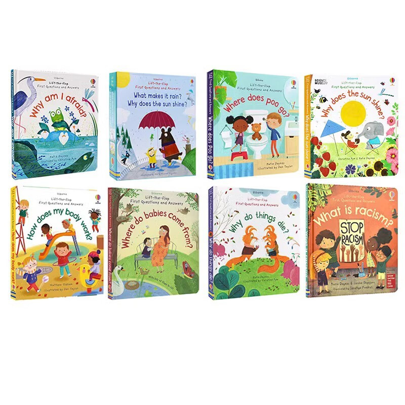 英文原版 你问我答科普翻翻书系列3-4岁 Usborne Very First Questions and Answers 便便是什么 雪是什么 什么是睡眠 星星 生活认知8册 4-5岁 套装一 梦