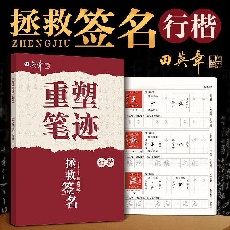 重塑笔迹行楷字帖田英章行楷字帖高中生成人控笔训练字帖成年速成硬笔书法练字本笔画笔顺练字帖大学生女生漂亮字体楷书钢笔字帖 【行楷】拯救签名