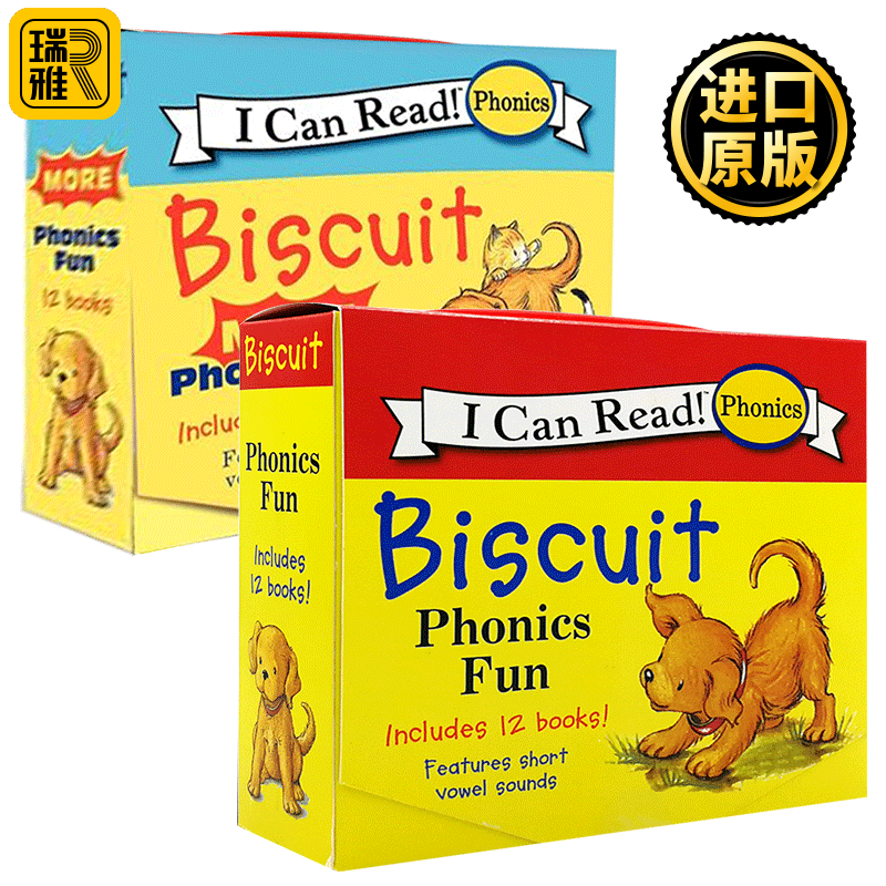 英文原版 小饼干狗自然拼读盒装24册 Biscuit Phonics Fun 小饼干狗系列 I Can Read汪培珽 英语启蒙绘本 儿童低幼亲子故事读物 进口原版书籍