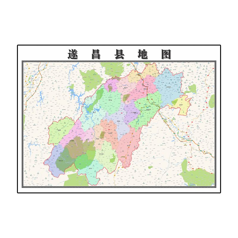 遂昌县地图1.1m浙江省丽水市新版交通行政公办家用彩色装饰画 覆膜