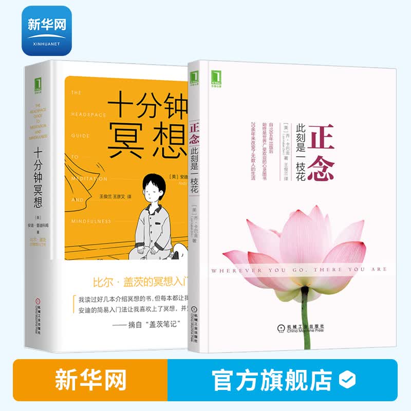 【新华网】正念此刻是一枝花+十分钟冥想 抑郁焦虑精神疲劳 提升专注力记忆力 正念冥想疗法正念书籍减压自学全书手册 心理学书籍