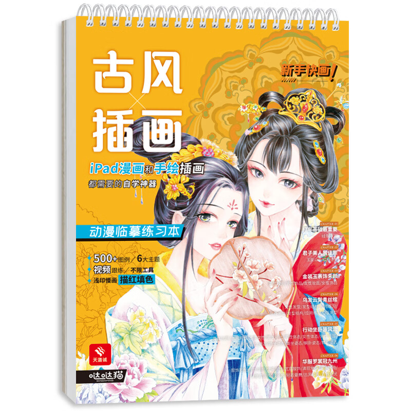 新品 古风插画动漫临摹练习本 漫画入门教程 视频同步 漫画描摹本 描红填色ipad漫画 手绘插画入门