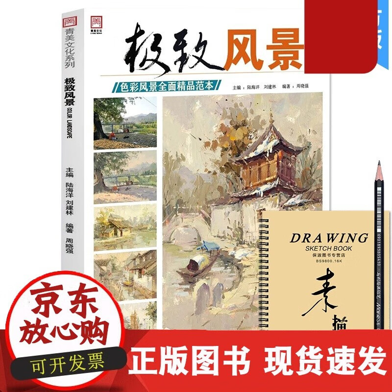 风景 2021青美文化周晓强色彩风景塑造局部讲解步骤对照线稿范