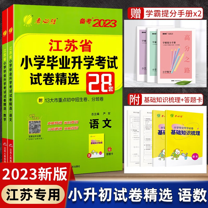 2023小升初真题卷必刷题江苏省小学毕业升学考试试卷精编28套卷语文数学英总复习语考必胜春雨教育 备考2023【2本】语文数学-江苏专用