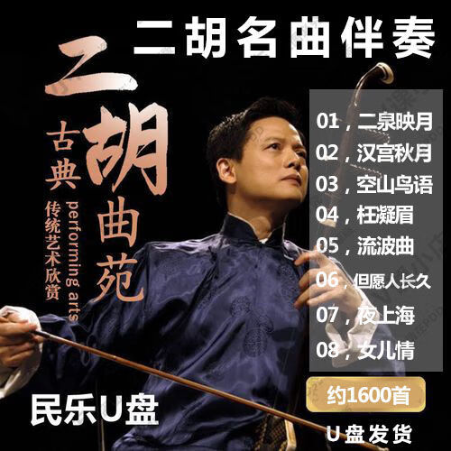 二胡伴奏歌曲U盘中老年经典老歌伴奏二胡练习爱好者音乐U盘伴奏曲 1M 空的U盘