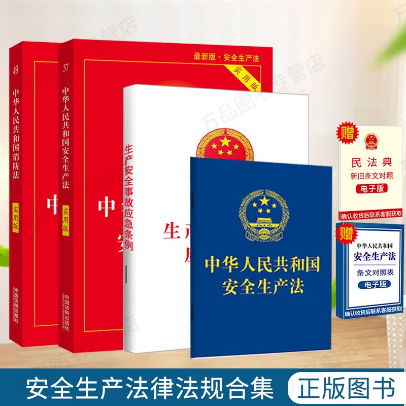 4本套 2021年6月新修订 中华人民共和国安全生产法+消防法实用版+64开本+生产安全事故应