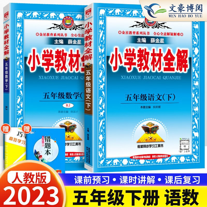 2023新版小学教材全解五年级下册语文数学人教版5年级语数同步教材全解全析解读教材