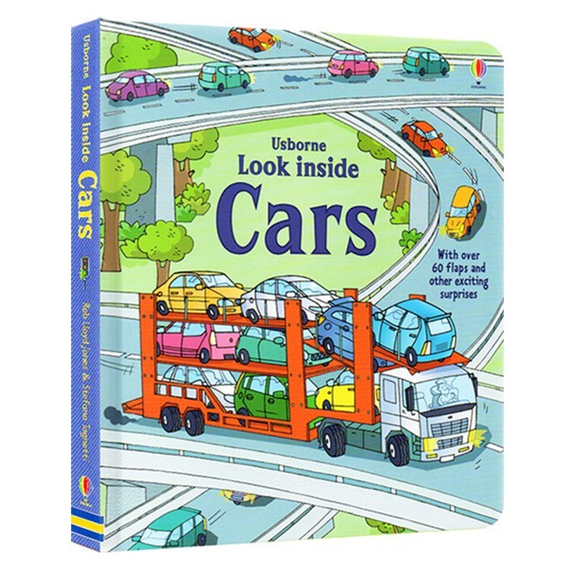 英文原版 Usborne Look inside Cars 偷偷看里面系列 汽车百科 低幼科普翻翻书认知启蒙 纸板书 尤斯伯恩 .