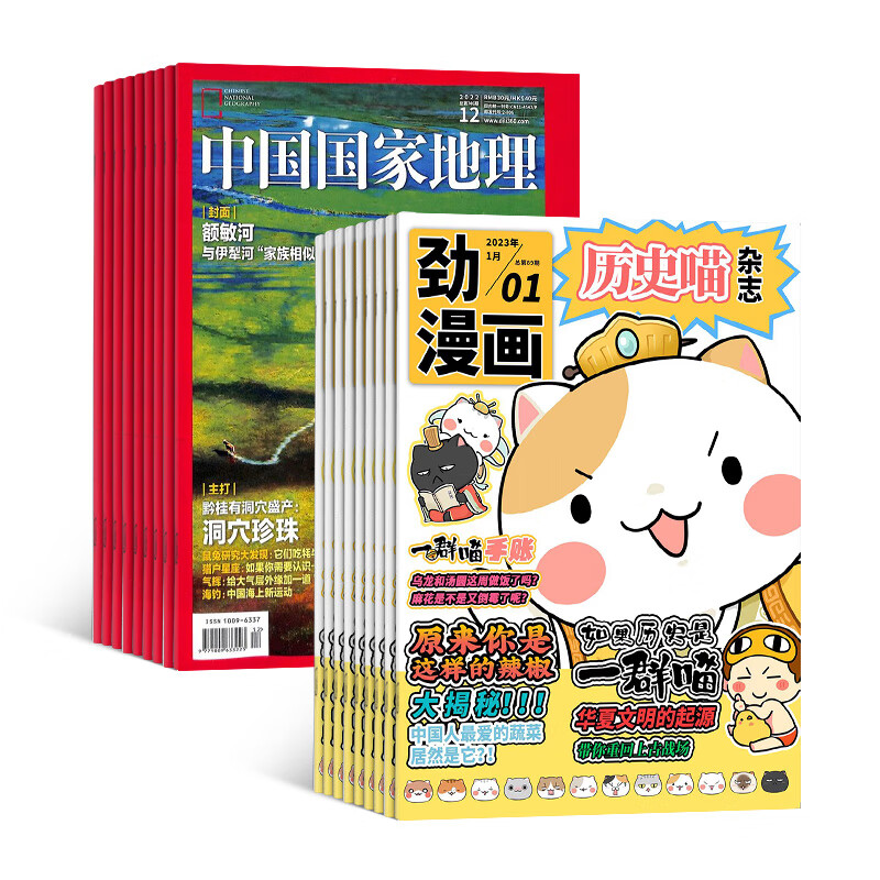 历史喵+中国国家地理杂志组合订阅 2023年10月起订 组合共24期 历史启蒙培养 历史兴趣漫画读物 青少年课外阅读 6-12-15岁少儿阅读 杂志铺假如如果历史是一群喵