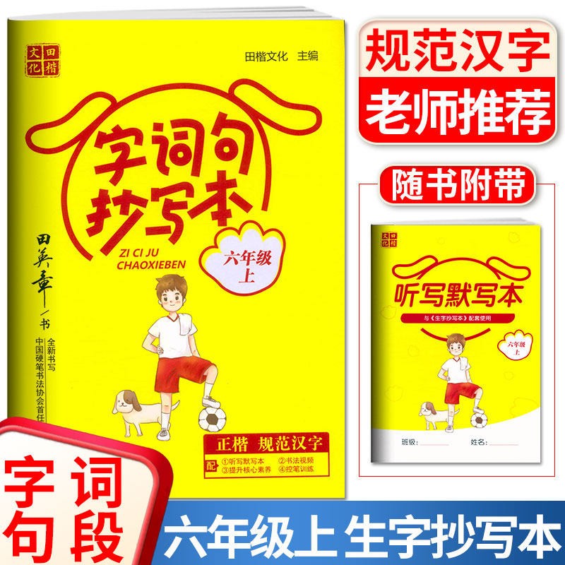 田英章字帖生字字词句段抄写本一二三四五六七八年级上下册生字抄写本跟着课文写汉字练习册部编人教版语文课本同步专项训练小学生笔顺笔画描红 六年级 下册
