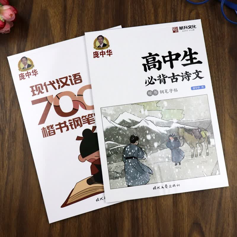 庞中华字帖高中生必背古诗文楷书高中语文硬笔临摹正楷钢笔练字帖 庞 高中古诗文+7000楷(两本