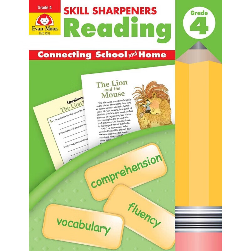 加州教辅 Skill Sharpeners Reading Grade 4阅读技巧 英文原版练习册 技能铅笔刀 阅读练习册 4年级