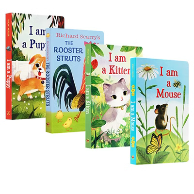 英文原版绘本I am a Mouse Puppy Kitten 英语启蒙早教纸板4册亲子互动斯凯瑞童书Richard Scarry 我是一只兔子I am a Bunny姐妹篇 . 梦想童趣城