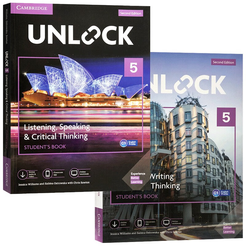 原版进口剑桥初中英语教材Unlock Level 5 听说读写2册组合 KET/PET/FCE雅思托福