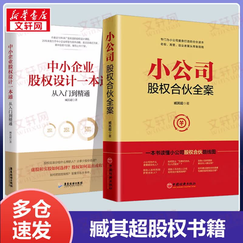 小公司股权合伙全案+中小企业股权设计一本通 臧其超股权书籍全套2册 图书