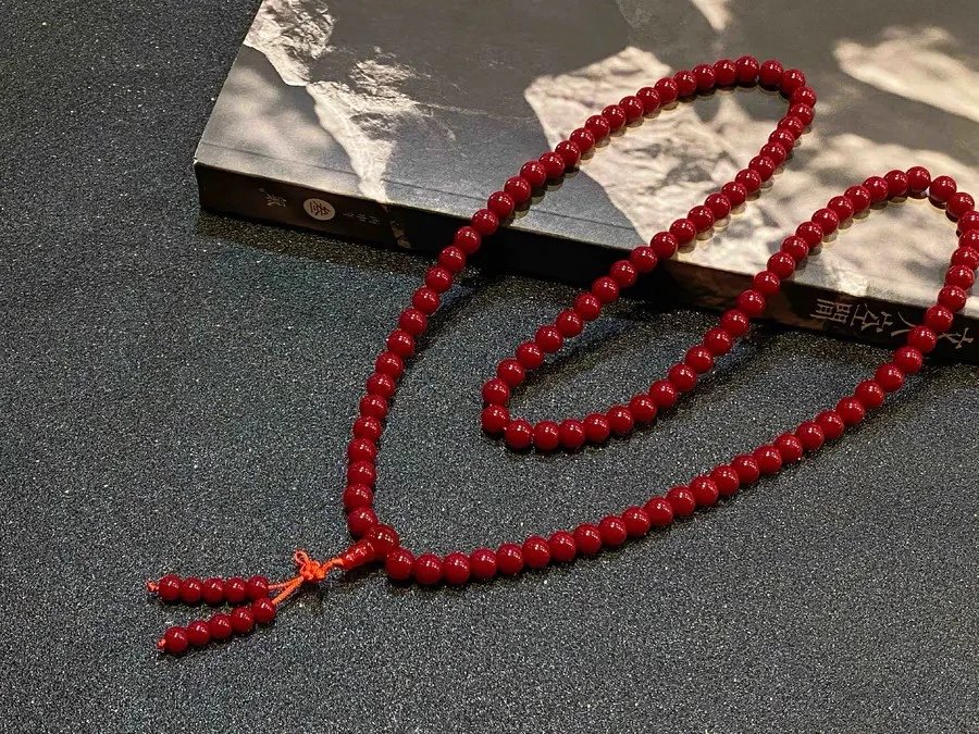 新品结缘特惠 学   院 定制佛珠 大自在祈祷文  共修怀业念珠 僧众版108粒8mm仿红宝石佛珠念珠