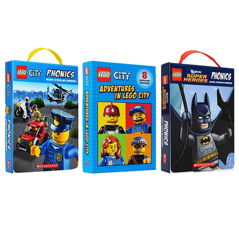 英文原版 Scholastic Lego Phonics 乐高城市英雄 32册盒装 自然拼读儿童绘本 英语启蒙图画故事书 学乐出品