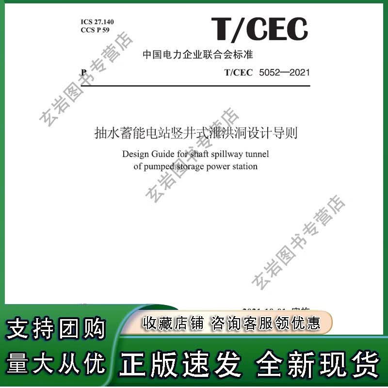 n【按需印刷】T／CEC 5052—2021抽水蓄能电站竖井式泄洪洞设计导则