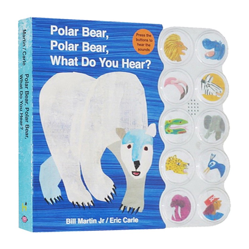 英文原版 Polar Bear Polar Bear What Do You Hear? 北极熊你听到了什么 带电池能发音纸板书 Eric Carle 儿童启蒙图画书