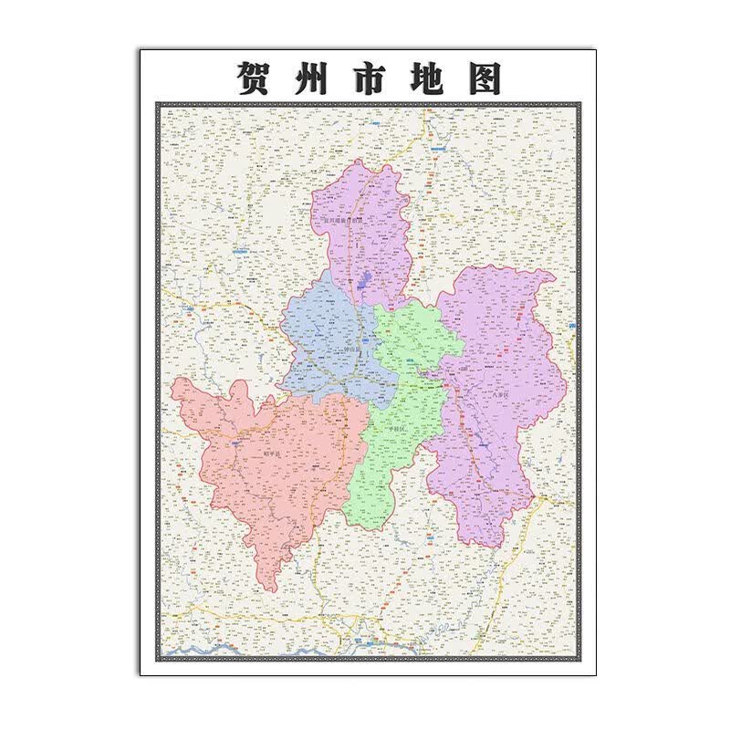 贺州市地图1.1米广西省新版客厅装饰画办公室会议书房背景墙贴画 覆膜
