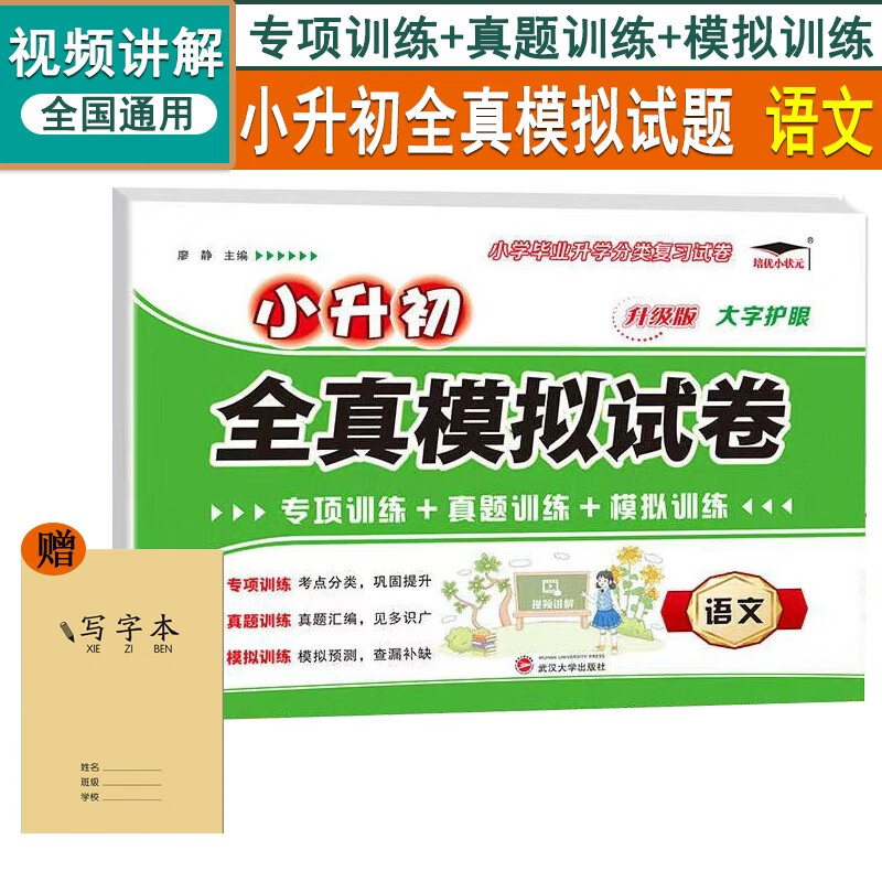 小升初全真模拟试卷语文通用版必刷题真题6六年级总复习专项训练测试卷小学升初中分班送归纳手册共2本