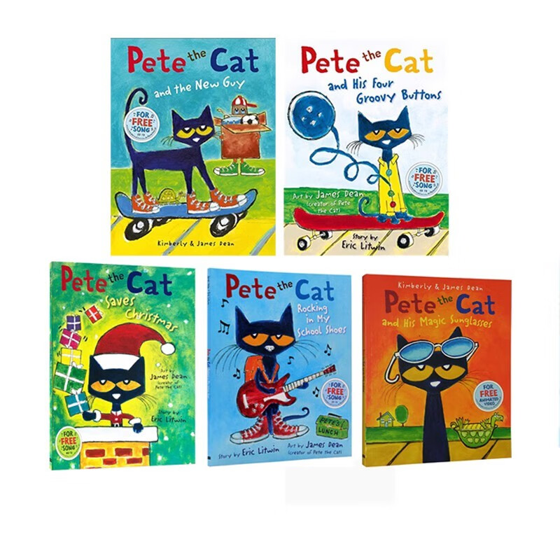 皮特猫英语绘本 英文原版 Pete the Cat I Love My White Shoes 5册 好性格养成书 3-6岁故事图画书 吴敏兰常青藤爸爸书单 送音频 . 梦想童趣城
