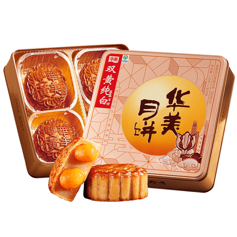 PLUS会员、限地区：华美 双黄白莲蓉 月饼礼盒720g*2件，41.2元+运费(双重优惠，合20.6元/件)—— 慢慢买比价网