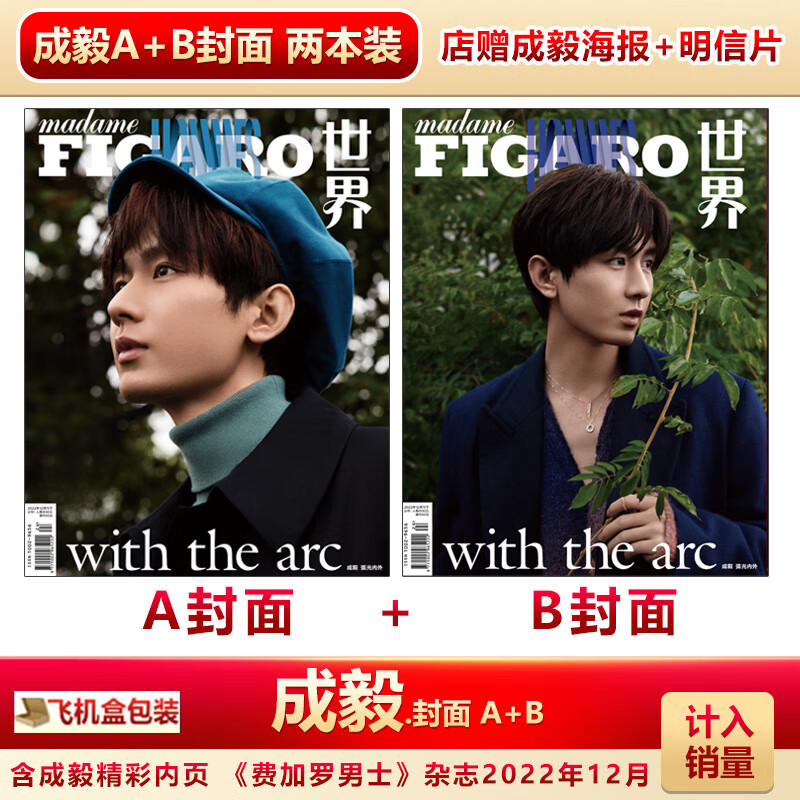 费加罗12月 成毅A/B封面+赠成毅珍藏海报套装/珍藏版小卡套装 计 两本装 费加罗12月成毅A+B封面+