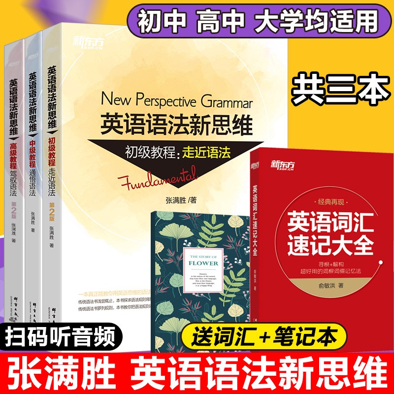 新东方英语语法新思维 张满胜 初中高级教程 初中高中大学英语四六级考研英语语法 零基础自学英语语法