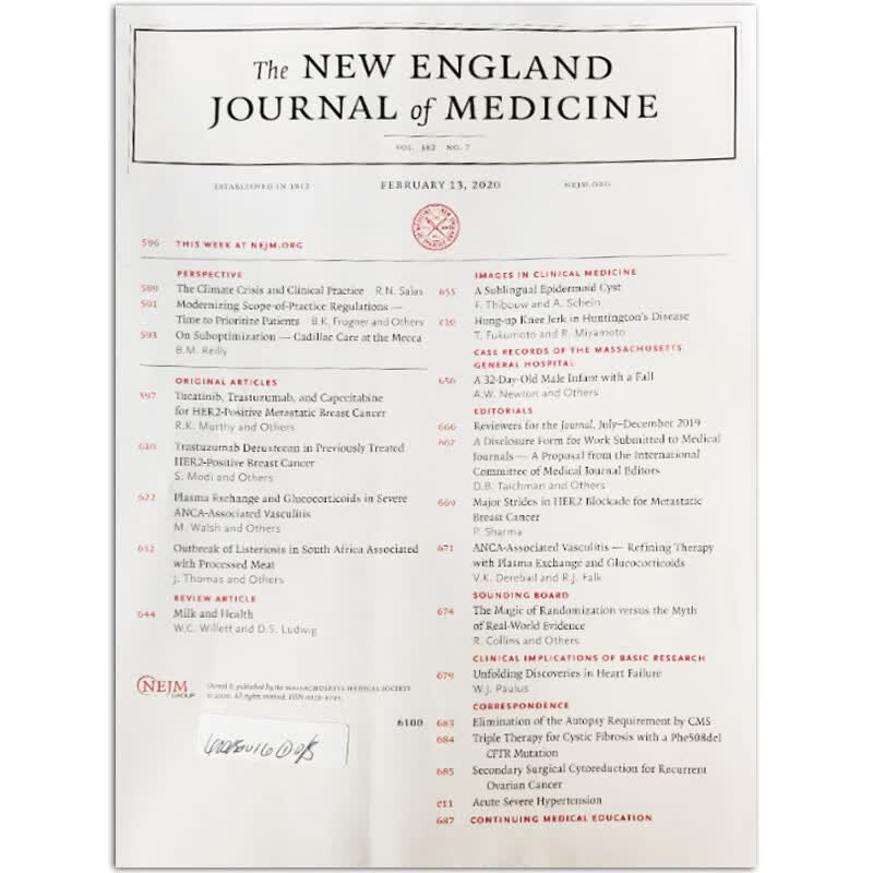 【单期可选】New England Journal of Medicine 2020/21年 新英格 2020年2月13日刊