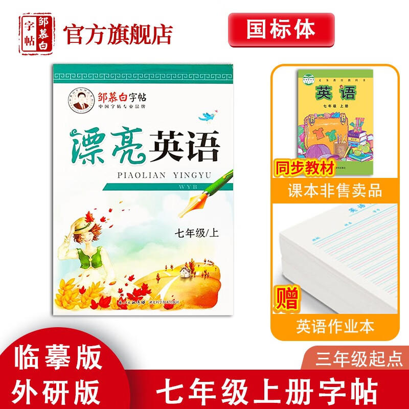 邹慕白字帖三起外研版漂亮英语 七年级上下册课本英语教材同步初中学生控笔练习硬钢笔国标手写体临摹练字贴 7年级上册 （三年级起点）