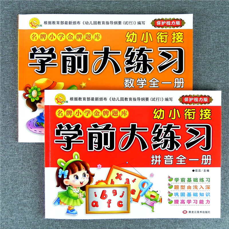 小太阳幼小衔接学前大练习全一册拼音一本通幼儿园大班升小学数学10 20以内不进退位加减法应用题计算列式语文语言识字全套练习册 2册 拼音+数学