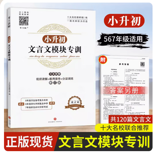 小升初文言文模块专训小学生五六年级小学文言文阅读与训练小古文经典文言启蒙读本书籍语文课外书专项理解练习训练大全