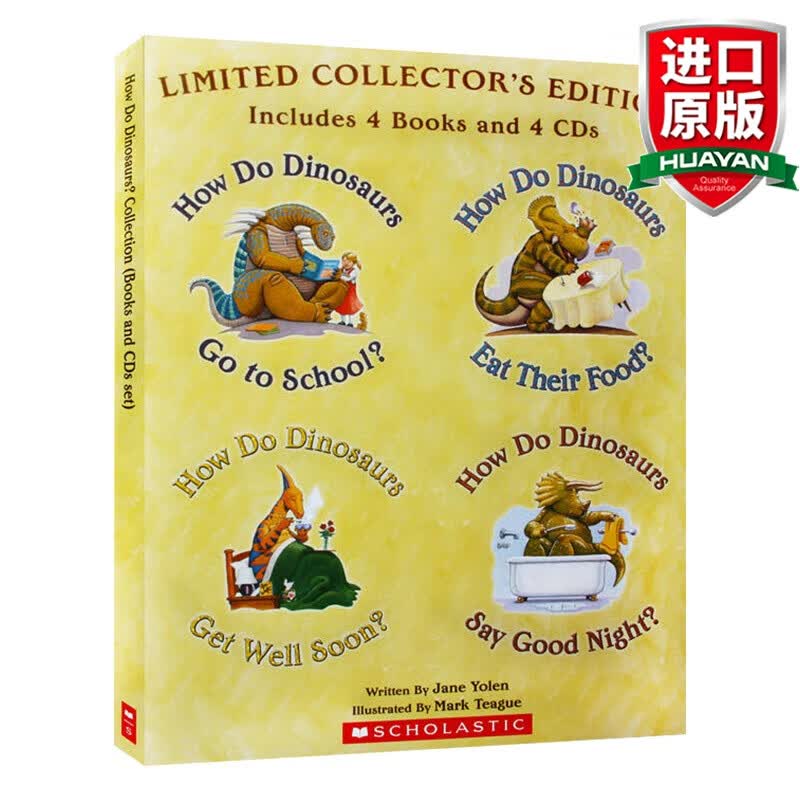 英文原版 家有恐龙系列4册盒装 How Do Dinosaurs 吴敏兰绘本廖彩杏书单 全英文版