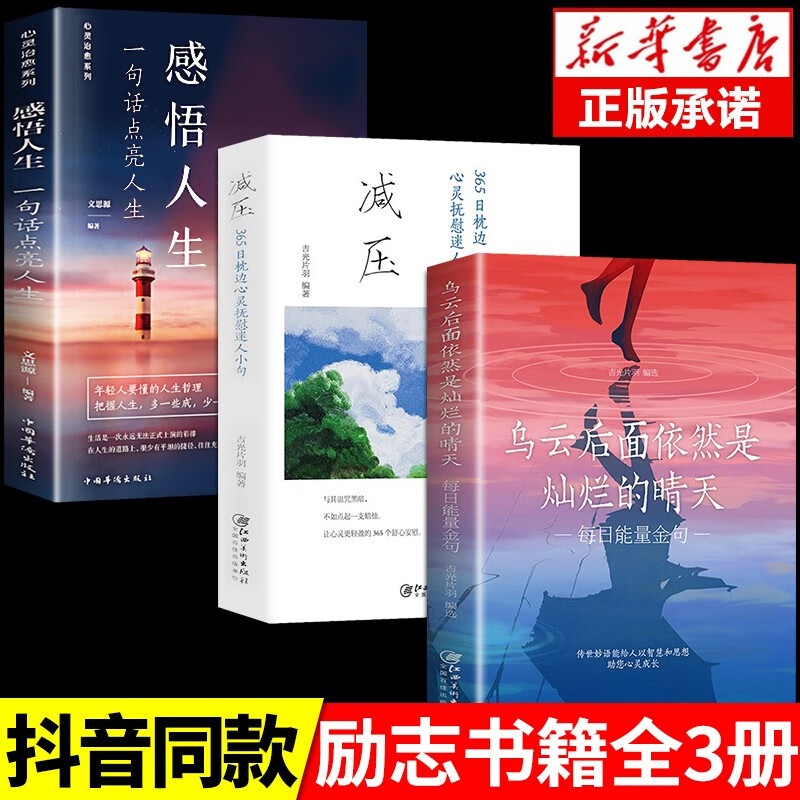 【抖音推荐】2册 乌云后面依然是灿烂的晴天+减压 每日能量金句每日箴言一句话改变人生启迪心灵感悟人生青春正能量励志经典语录 【3册】乌云+减压+感悟人生