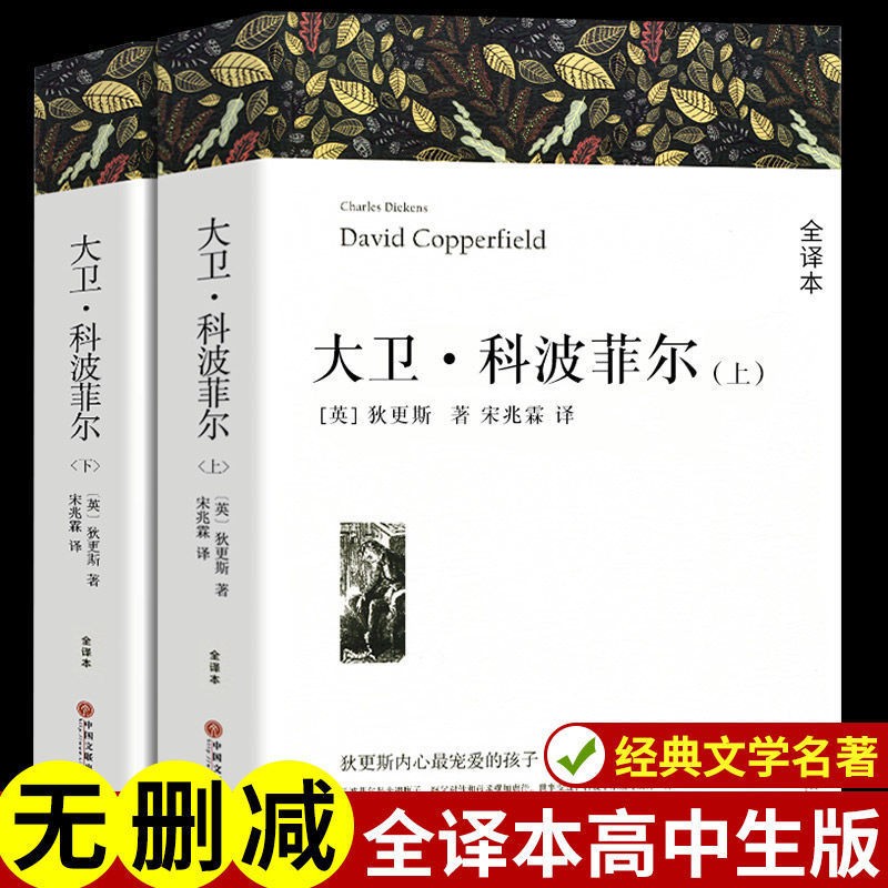 上下2册完整版 大卫科波菲尔 原著无删减 宋兆霖译 复活列夫托尔斯泰老人与海海明威百年孤独包邮高一高中生阅读课外书世界名著必课外阅读书籍 人民文学中国文联出版社  大卫科波菲尔（1072页）