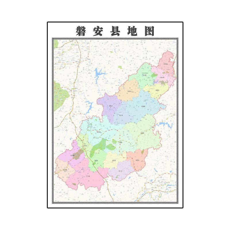 磐安县地图1.1m浙江省金华市新版客厅装饰画书房沙发办公会议贴画 不覆膜