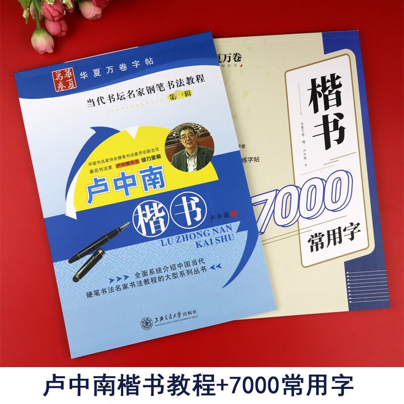卢中南钢笔楷书字帖硬笔书法楷书入门教程学生成人正楷描红练字本 卢 楷书教程+7000楷(1本5芯)