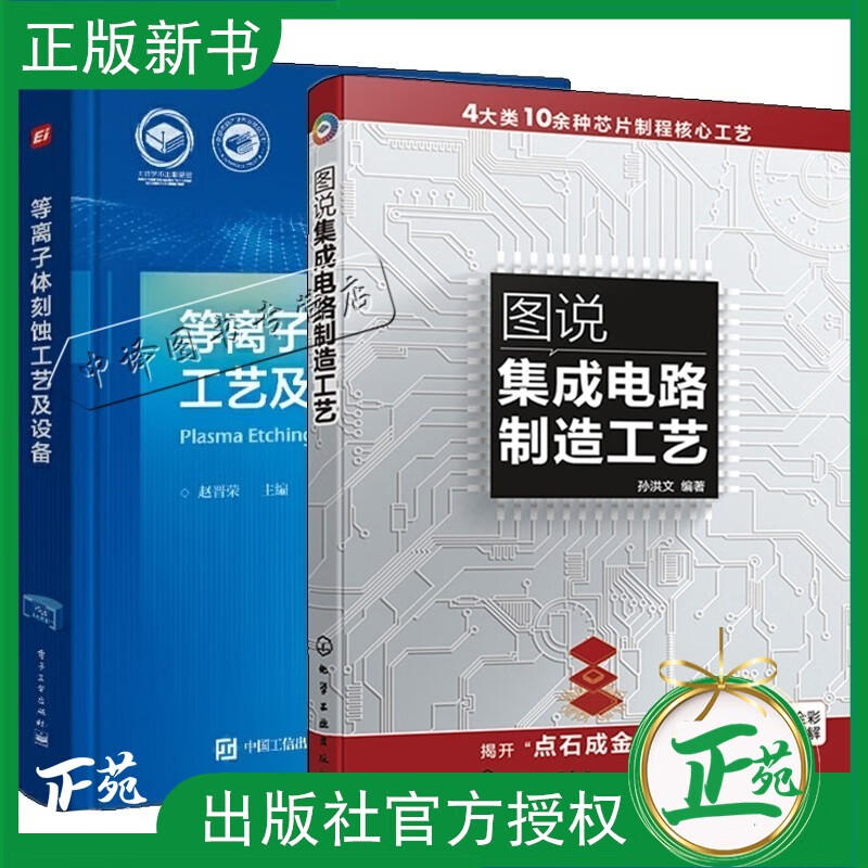 2册 图说集成电路制造工艺 孙洪文+等离子体刻蚀工艺及设备 芯片制程核心工艺 电子电路基础书籍 集成电路半导体工艺技术微电子书