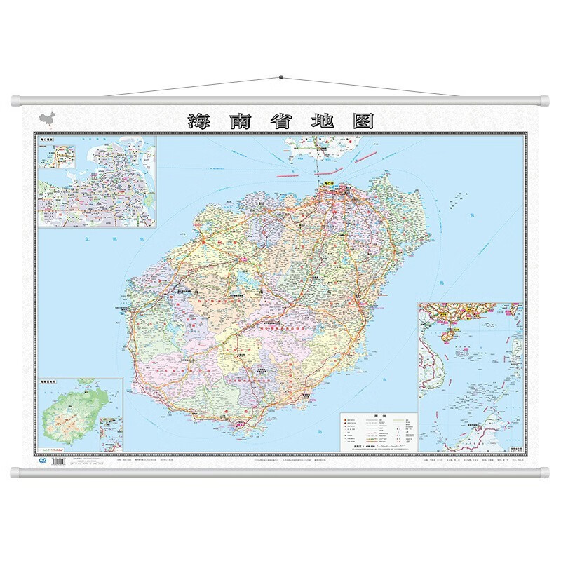 办公室书房现代装饰画上海香港澳门甘肃宁夏等分省地图挂画 海南省地图 中国地图出版社(行政区划图)+1.1*0.8m+灰