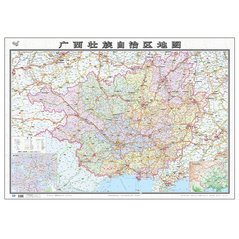 中国地图分省墙贴儿童房平面防水贴纸床头背景世界地图墙面装饰品 广西地图 大