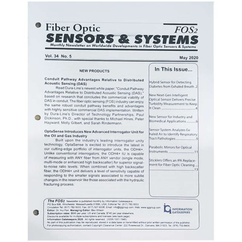 【单期可选】Fiber Optic Sensors&Systems Newsletter Vol.3 2020年8月刊