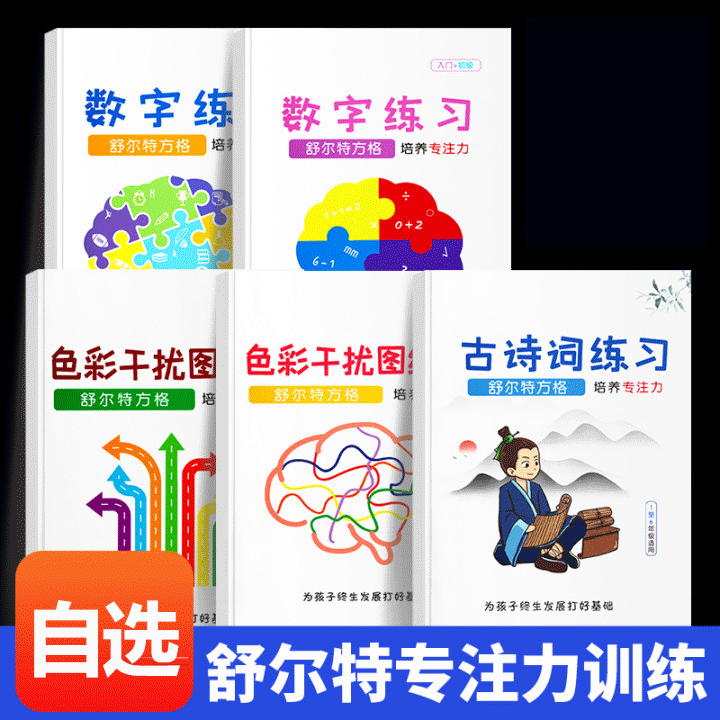 【自选】数字练习+色彩干扰图练习+古诗词练习 儿童逻辑思维训练神器益智游戏书本 荣恒 色彩干扰图练习（中级+高级）