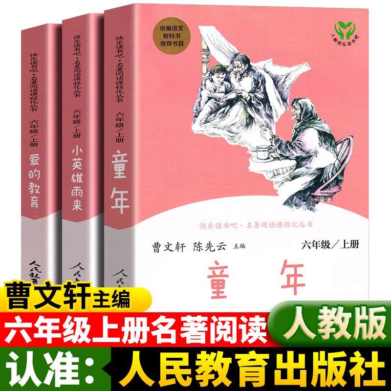 快乐读书吧六年级上册3本小英雄雨来童年书爱的教育人教统编版教材配套高尔基儿童文学课外阅读人民教 全套3本