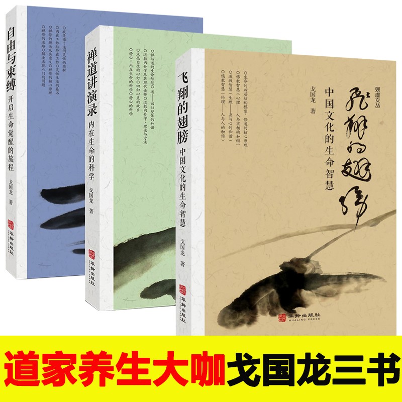 戈国龙飞翔的翅膀+禅道讲演录+自由与束缚 观虚斋文丛禅修道家养生书籍 中国传统文化哲学书籍 中国文化的生命智慧内在生命的科学开启生命觉醒的旅程 华龄出版社
