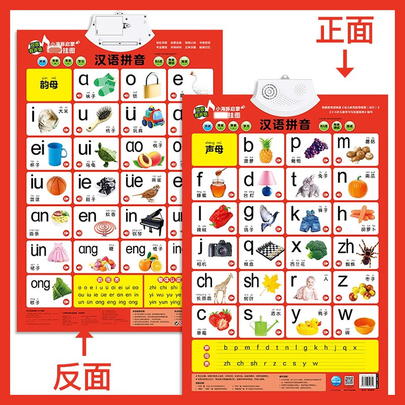 小海豚启蒙必备挂图 立体双面有声版 动物世界数字英语汉语拼音 海豚低幼馆益智游戏少儿 宝宝婴幼儿童启蒙早教认知书学习神器 汉语拼音（双面有声）